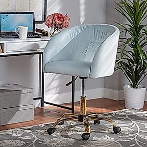 Baxton Studio Ravenna Office Chair, One Size, Aqua/Gold