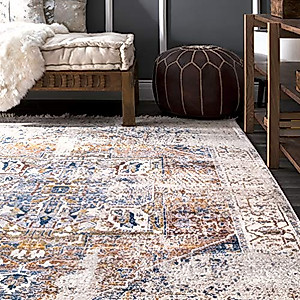 nuLOOM Harriet Vintage Medallion Fringe Runner Rug, 2' 6" x 12', Ivory