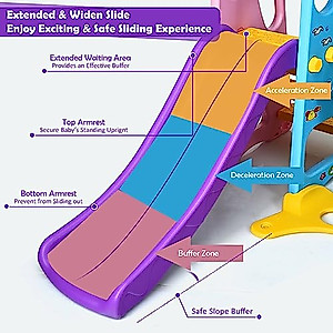 6 in 1 Toddler Swing and Slide Set, Kids Large Climber Slide Playset with Basketball Hoop, Football Gate and Golf Hole, Playground Swing Set for Indoor Outdoor Backyard 3-10 Gifts Presents