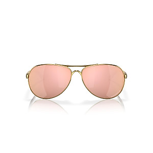 Oakley Women's OO4079 Feedback Aviator Sunglasses, Polished Gold/Prizm Rose Gold Polarized, 59 mm