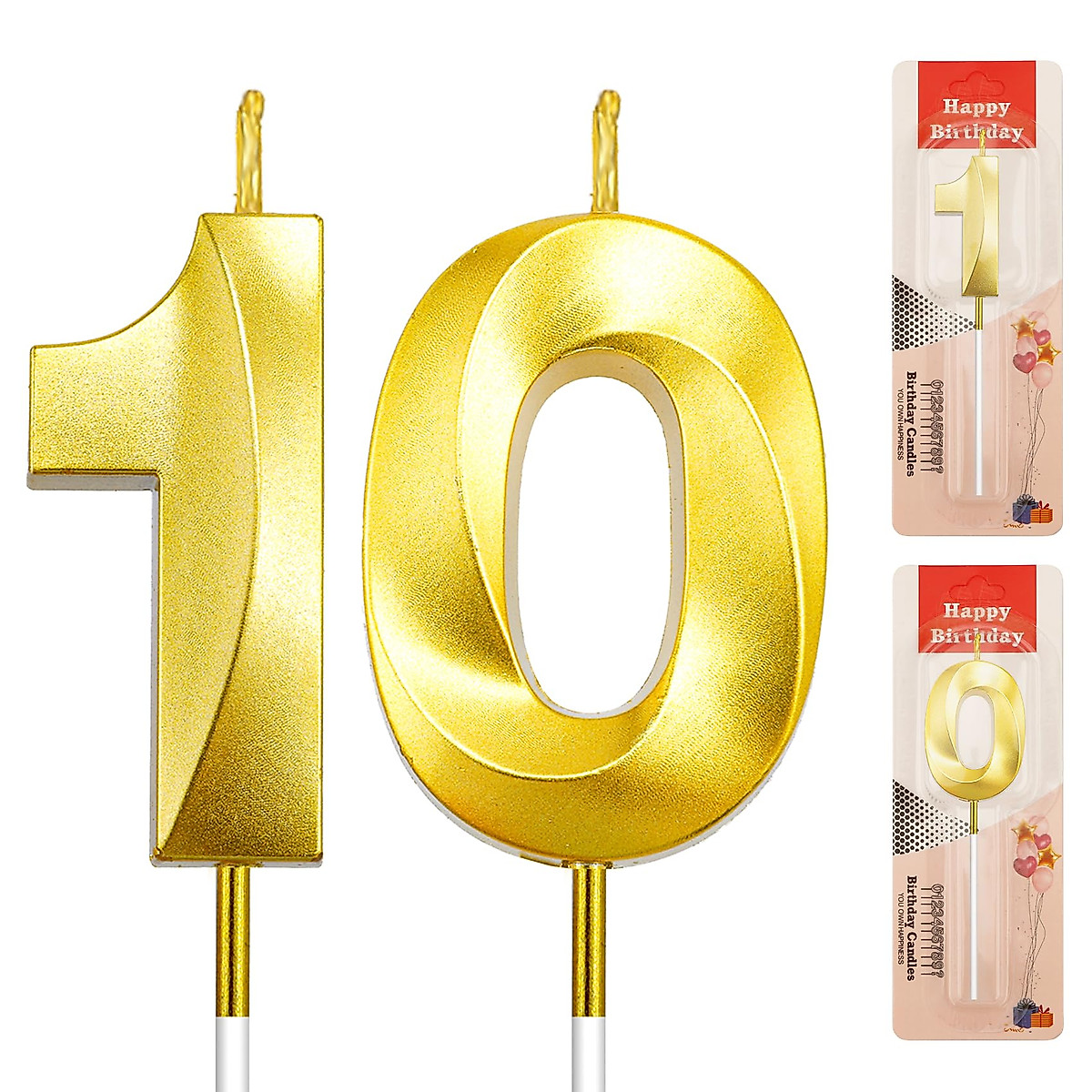 10 Birthday Candle, Birthday Candles Numbers, Gold Birthday Candles, Number Candles, Happy Birthday Candles for Cake, Number Birthday Candles, Ten 10th 10 Birthday Decorations for Girls Boys