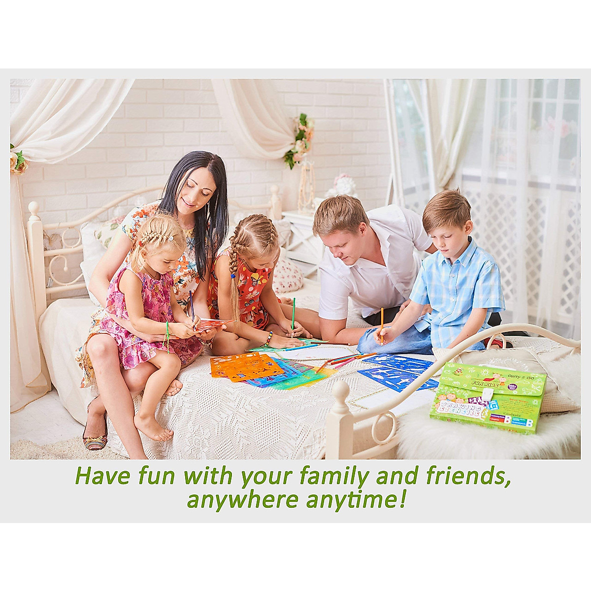 54 Pcs Drawing Stencils Set for Kids, Arts and Crafts Set for Girls & Boys, Christmas & Birthday Gifts for Kids 4 5 6 7 8 9+ Year Old Creative Travel Activity & Supplies for Children