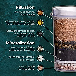 Santevia Gravity Water System Filter | at Home Water Filter That Makes Water Alkaline and Adds Minerals | Chlorine and Fluoride Filter (Countertop Model)