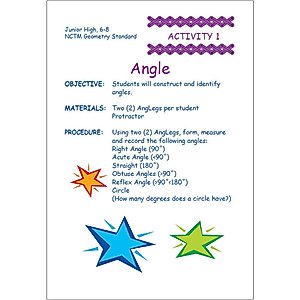hand2mind AngLegs Classroom Kit with Protractors, Explore Angles, Shapes, and Geometry, Triangle Geometry, Math Manipulatives, Shape Geometry, Geometry Resource, Montessori Math (6 Sets of 72)