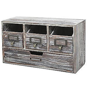 MyGift Rustic Torched Wood Desk Supplies Organizer Caddy with Multiple Compartment Drawers, Craft Supply Storage Cabinet with 4 Drawers