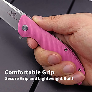 FreeTiger FT801 Folding Pocket Knife Sharp Sanding Stainless Steel Blade with Pocket Clip Camping Survival Tactical Outdoor Cheap Pocket Knife(Pink)