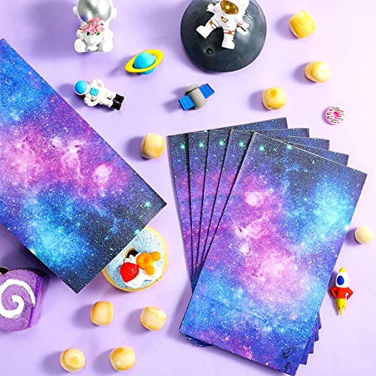 28 Pack Galaxy Party Favor Paper Bags, Space Galaxy Print Candy Favor Bags Goodie Popcorn Treat Bags Solar System Planet Present Wrapping Bags for Kids Birthday Space Galaxy Party Supplies
