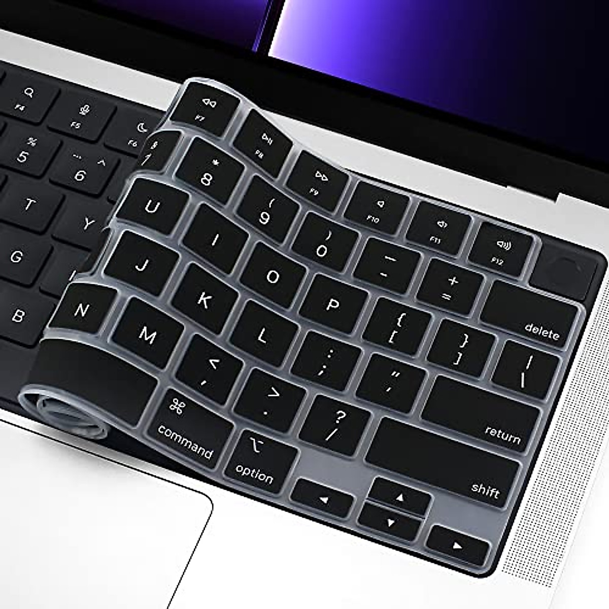 ProElife Keyboard Cover Skin for 2023 MacBook Air 15 inch M2 A2941 / MacBook Pro 14 16 inch M3 M2 Pro/Max A2918 A2992 A2991 A2779 A2780 US Enter (ANSI) Silicon Keyboard Protector Accessory (Black)