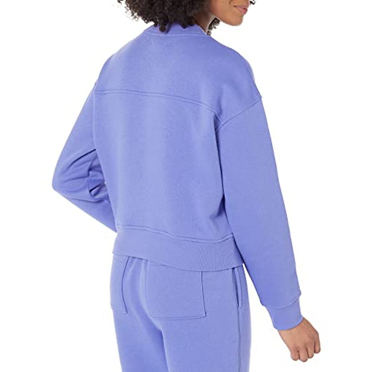 Amazon Essentials Women's Cropped Drop Shoulder Sweatshirt (Available in Plus Size), Purple Blue, Small