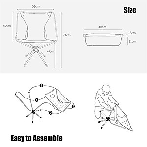 LSLANSOON Portable Camping Chair, Collapsible Backpacking Chair Beach Chair with Carry Bag for Outdoor Hiking Fishing Picnic (Black)