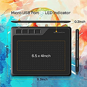 GAOMON S620 6.5 x 4 Inches Graphics Tablet with 8192 Passive Pen 4 Express Keys for Digital Drawing & OSU & Online Teaching-for Mac Windows Android OS