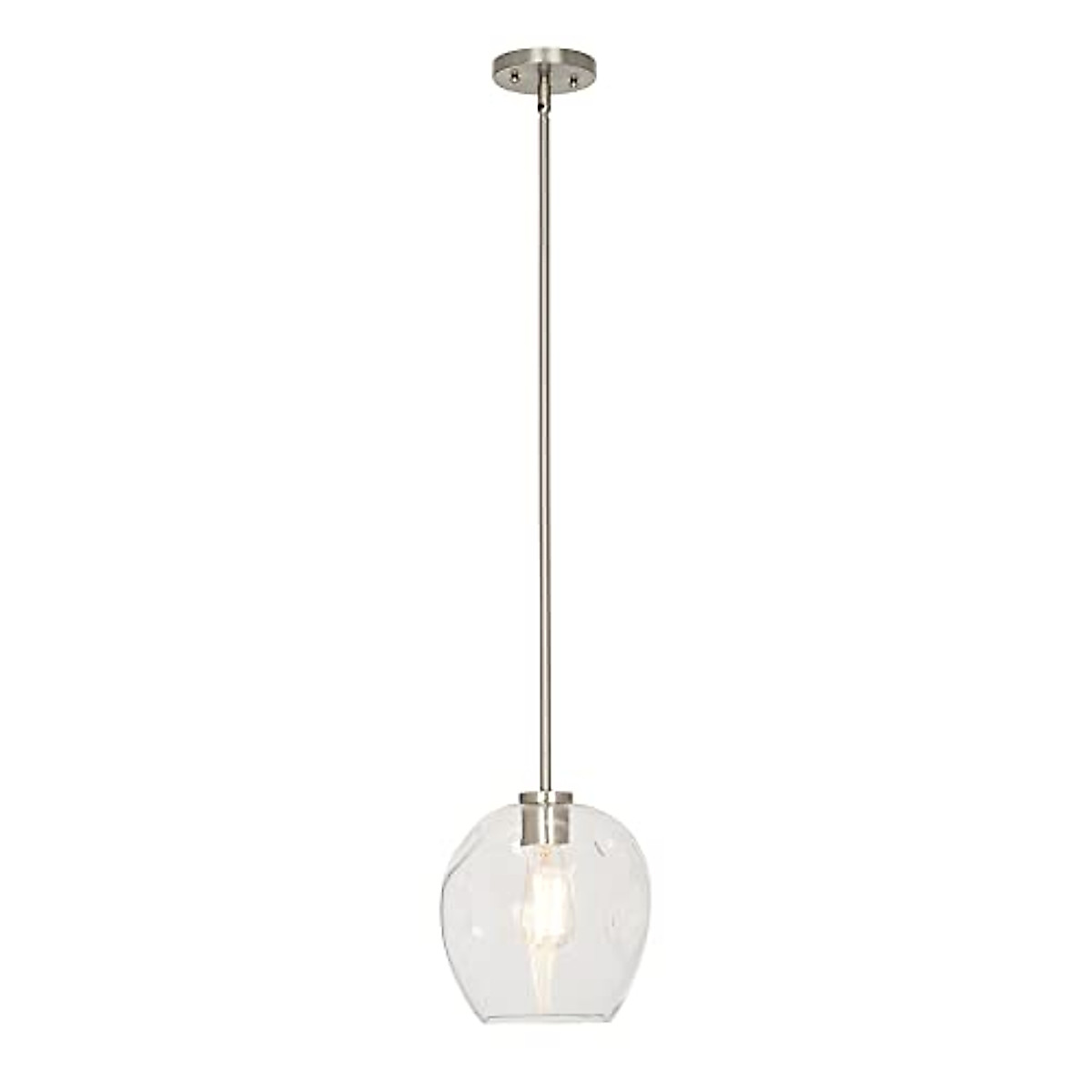 Catalina 9" Modern Clear Glass Round Mini Pendant Ceiling Light, Brushed Nickel