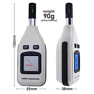 Handheld Digital Humidity & Temperature Meter 0~100% RH/ -30~70°C (-22~158°F) LCD Display Backlight Moisture Thermo Hygrometer Thermometer Small Tester Gauge for Home Kitchen Indoor Outdoor