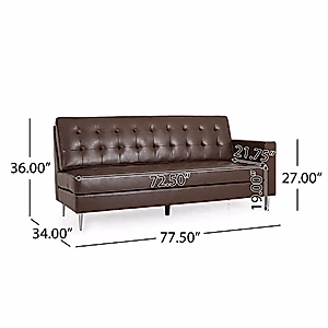 Christopher Knight Home Gebo Sofas, Dark Brown + Chrome
