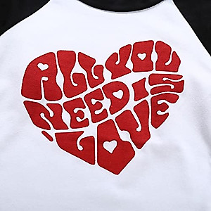Shirts Toddler Boys Girls Long Sleeve T-Shirts Black Raglan Valentine Tees Kid All You Need is Love Tops 6 Years