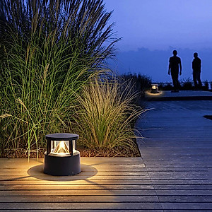 KAIKEA Black Cylindrical Post Light Fixture for Exterior House Porch LED Patio Outside Deck Garage Yard Driveway Home Lawn Walkway Pillar Light Garden Landscape Pedestal Lamp Fixture