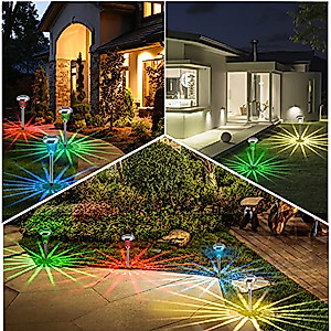 Solar Pathway Lights 6 Pack - Glass Steel Color Changing Solar Lights Outdoor, Bright Waterproof Landscape Lights,LED Outside Solar Powered Garden Lights for Yard Walkway Lawn Path Patio, Auto On/Off