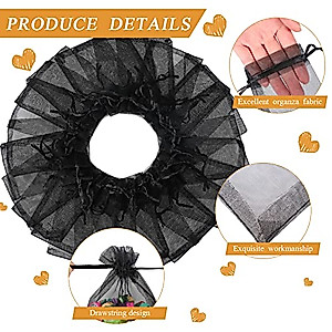 Woanger 500 Pcs Small Sheer Organza Bags with Drawstring Bulk Mesh Pouches Empty Sachet Bags for Jewelry Gift, Bridal Events Christmas Wedding Party Favors (Black, 3 x 4 Inch)