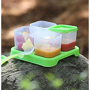 green sprouts Fresh Baby Food Unbreakable Cubes (4oz/4pk) | Store, carry, & serve homemade baby food | Lid provides leak-proof seal, Made from safer plastic, Embossed with measurements
