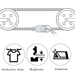 SEIWEI 2PCS Metal Clothesline Rope Tight Grips Aluminium Tightener for Pulleys/Fixed Clothes Laundry Washing Line Household Supplies