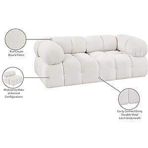 Meridian Furniture 611Cream-S68A Ames Collection Modern | Contemporary Modular Sofa with Rich Cream Boucle Fabric, Modular to Create Infinite Configurations, 68" W x 34" D x 28" H, Cream