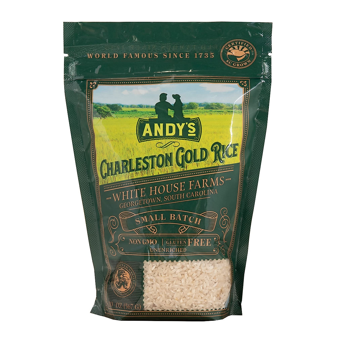 Andy’s Charleston Gold Rice Bundle by White House Farms | Long Grain Rice | Gluten Free & Non GMO | Sugar Free, Aromatic | Harvested in The USA | 3 Pack | 20 Oz (1.25lb)