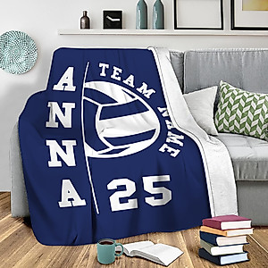 OhaPrints Personalized Volleyball Fleece & Sherpa Blanket, 30X40 50X60 60X80 Cozy Fuzzy Throw, Soft Plush Fluffy Throw for Tv Sofa Couch - Gift for Girl, Daughter, Girlfriend, Volleyball Team