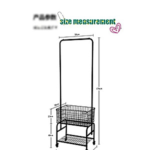 Rolling Laundry Basket with Wheels,Clothing Rack for Garment Hanger,Storage Metal Cart, White Color, Large Capacity Room Organization,Metal Movabel Laudry Basket, (White)