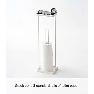 YAMAZAKI Home Roll Stand with Tray | Steel | Toilet Paper Stocker, One Size, White