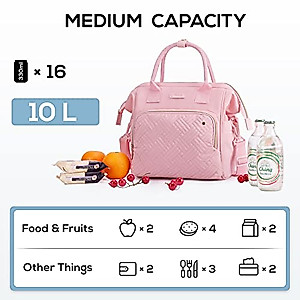 TOURIT Lunch Bag Women Large Insulated Lunch Bag Portable Cooler Lunch Box Lunch Tote Bag for Women Men Work,Picnic, Pink