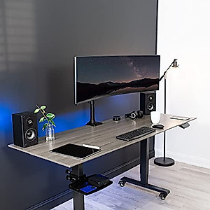 VIVO Ultra Wide Screen TV Desk Mount for up to 55 inch Screens, Full Motion Height Adjustable Single Television Stand with Articulating Arm, VESA 75x75mm to 400x400mm, Black, STAND-V155M