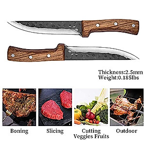 LYUSan 6.3" Meat Cleaver Knives Hand Forged Boning Knife handmade Multipurpose Cleaver Kitchen Knives for Camping, Grill Carbon Steel