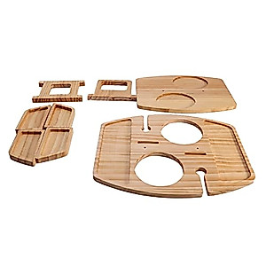 SUNESA Portable Picnic Table Lightweight Garden Wooden Picnic Table Outdoor Camping Party with Glass Holder Furniture Beach Barbecue Snack Tray Foldable Camping Table