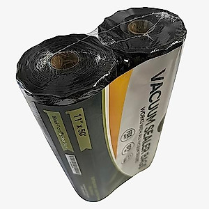 WISPAK Vacuum Sealer Bags food grade BPA free vac seal - 2 pack Rolls (11x50, Black/Clear)