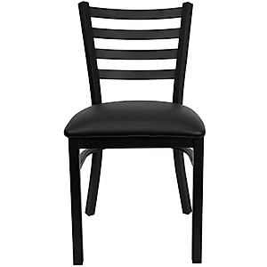 Pemberly Row 19.5" Industrial Metal Ladder Back Dining Chair in Black