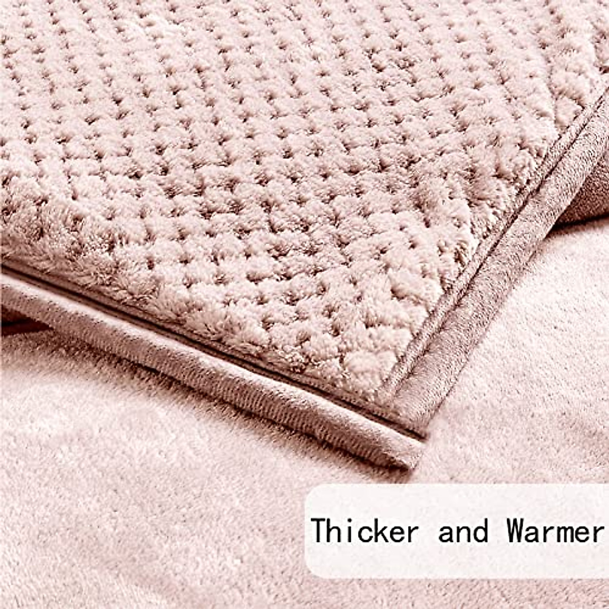 Mocaletto Luxury 3 Layers Fleece Throw Blanket,650 GSM Thick Decorative Warm Blanket Twin Size 60" x 80", Soft Velvet Winter Blanket for Sofa Couch Bed,Washable & Breathable,Pink