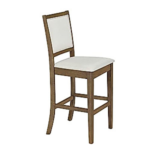 HAUSHECK 4 Counter Height Kitchen Room Irregular Round Table, High-Back Chairs, Rubber Wood Legs, Comfortable Cushioned, 5 Piece Dining Set for Small Places, Brown