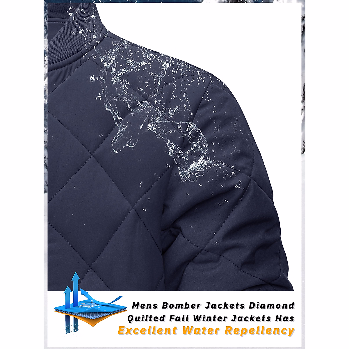 TACVASEN Men's Padded Jackets Winter Full Zipper Fleece Casual Bomber Varsity Coat Navy L