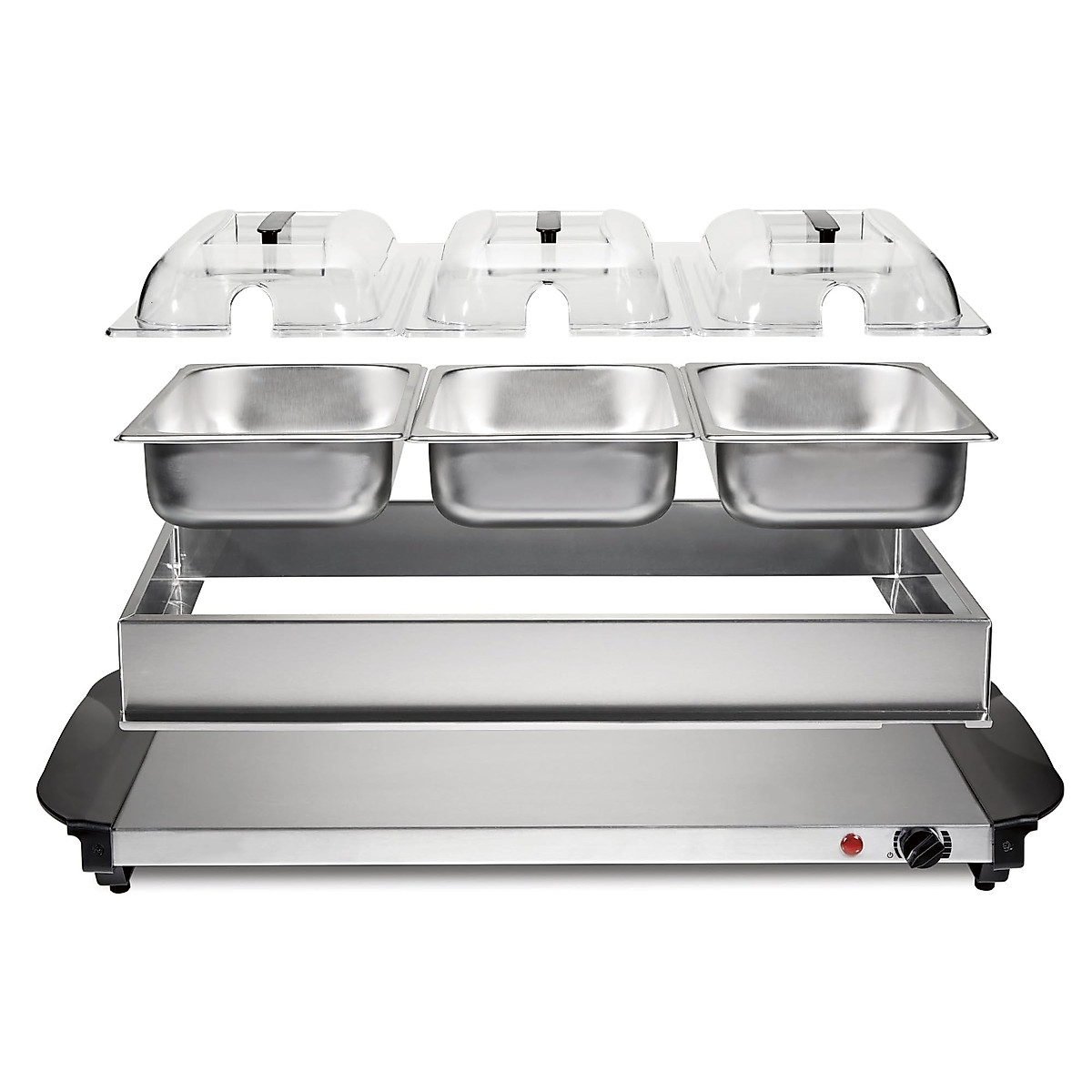 Buffet Server and Food Warming Tray, Stainless Steel Chafing Dishes, Adjustable Heat