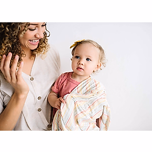 Large Premium Knit Baby Swaddle Receiving Blanket "Rainee" by Copper Pearl