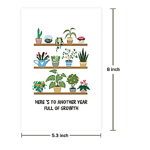 Happy Birthday Card, Plant Card, Here is to Another Year Full Of Growth, Plant Lover Birthday