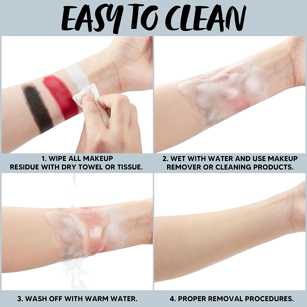 Spooktacular Creations 8 PCS Halloween Makeup Kit 3 Face Body Paint Oil Based Foundation Set with 3 Painting Brushes, 2 Sponges for Halloween Clown SFX Zombie Skeleton Cosplay( White Black Red )