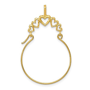 JewelryWeb 14k Yellow Gold Polished 5 Heart Charm holder Pendant - Ring Holder Pendant for women - Gifts for Mom Grandma - Mother's day Gift