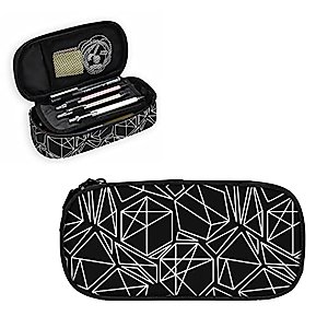 Black Pencil Case, Big Capacity Pencil Bag Canvas with 2 Compartments Pencil Case Organizer with Zipper for Office