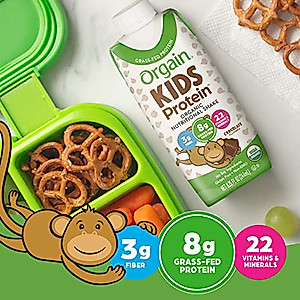 Orgain Organic Kids Protein Nutritional Shake, Chocolate - 8g of Protein, 22 Vitamins & Minerals, Fruits & Vegetables, Gluten Free, Soy Free, Non-GMO, 8.25 Fl Oz (Pack of 12)