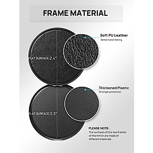 Getinbulk Compact Mirror Bulk, Set of 12 Double-Sided 1X/3X Magnifying PU Leather Round (Black, 2.7inch Diameter)