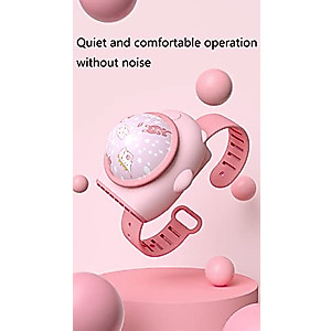 Omeet Portable Children's watch fan with Star Projection Watch Fan Handheld Wristband Leafless Fan - Pink