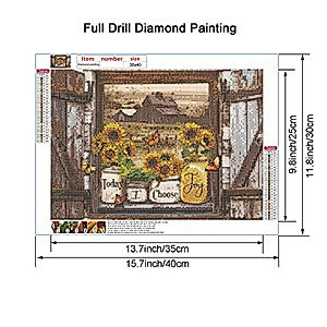 VISIAIP Sunflowers Diamond Painting Kits Butterfly Flower Bottles Log Cabin 5D DIY Full Drill Diamond Art Kits for Adults Kids Flowers Blessing Word Picture Art for Home Wall Decor,15.7 x11.8 inch