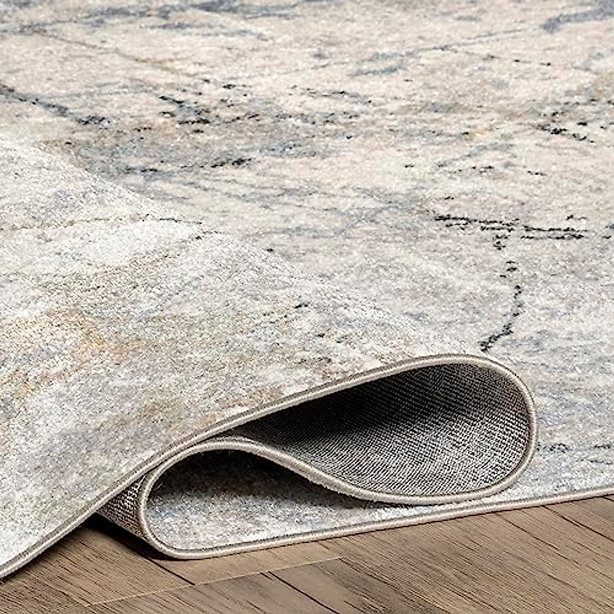 nuLOOM Luca Abstract Splatter Machine Washable Area Rug, 5' 3" x 7' 6", Beige