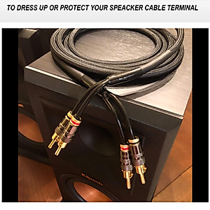 Neutrual Cable Pants, Cable Jacket Speaker Wire Pants Y Boot 9MM 2-Conductor (⌀9MM-2x 3.5MM 8PACK Black) Dressing Up/Protecting/DIY Your Speaker Cables, DIN to RCA Cables
